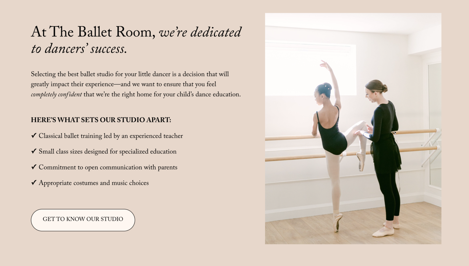The Ballet Room Website Copy Project - betweenthelinescopy.com