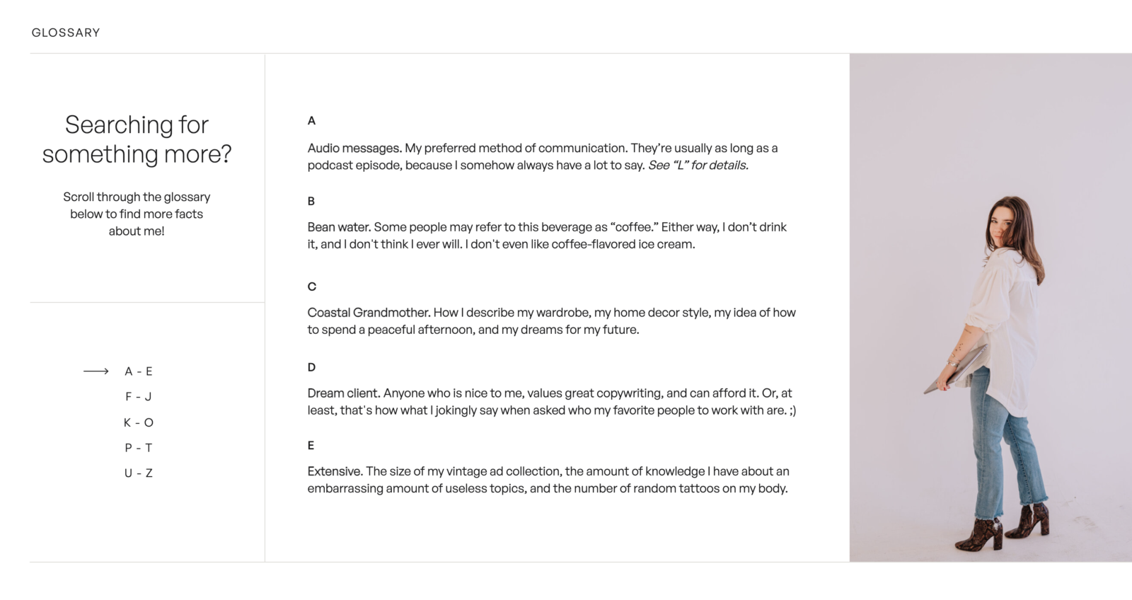 How To Add Personality To Your About Page - betweenthelinescopy.com